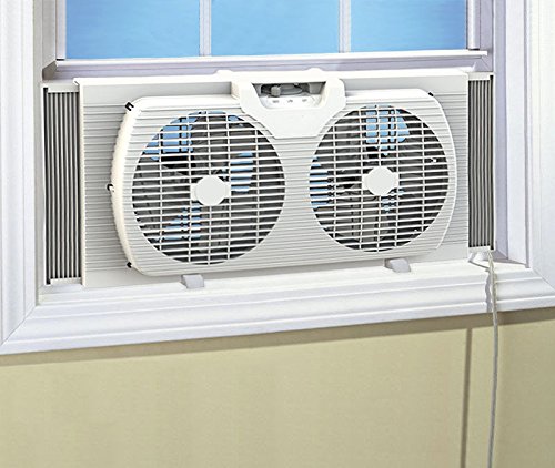 Lotus Analin Dual Blade 9-Inch Twin Window Fan with Cover Portable, White