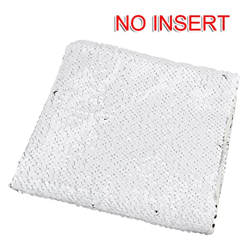 Play Tailor Sequin Pillow Cover Cushion Covers 16x16in Flip Sequins Decorative Throw Pillow Case, Silver and White