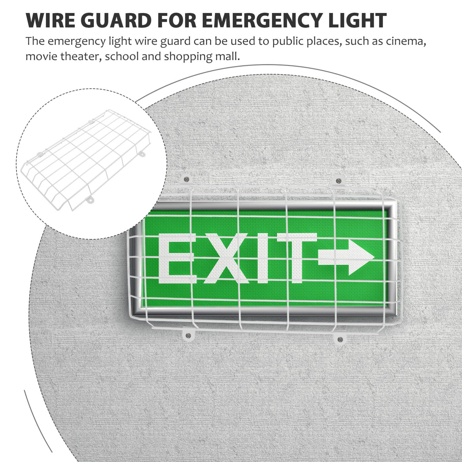 Angoily Wire Guard for Exit Sign Emergency Light Metal Wire Guard Damage Stopper Exit Sign Damage Cage Wall Mounted Emergency Signal Protective Cover (16.11X10.02X1.18 inch)