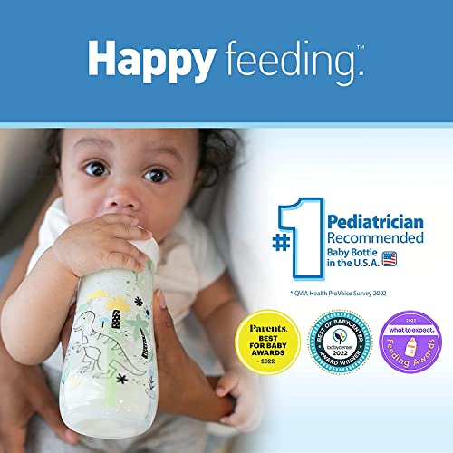 Dr. Brown’s Natural Flow® Anti-Colic Options+™ Wide-Neck Baby Bottle Designer Edition Bottles, Dinosaur and Ocean Design, 9 oz/270 mL, Level 1 Nipple, 4-Pack, 0m+