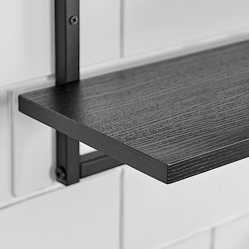 Danya B Rhodes 4 Tier Modern Floating Windowsill Wall Shelf Unit with Metal Frame and MDF Shelves (Black/Black)