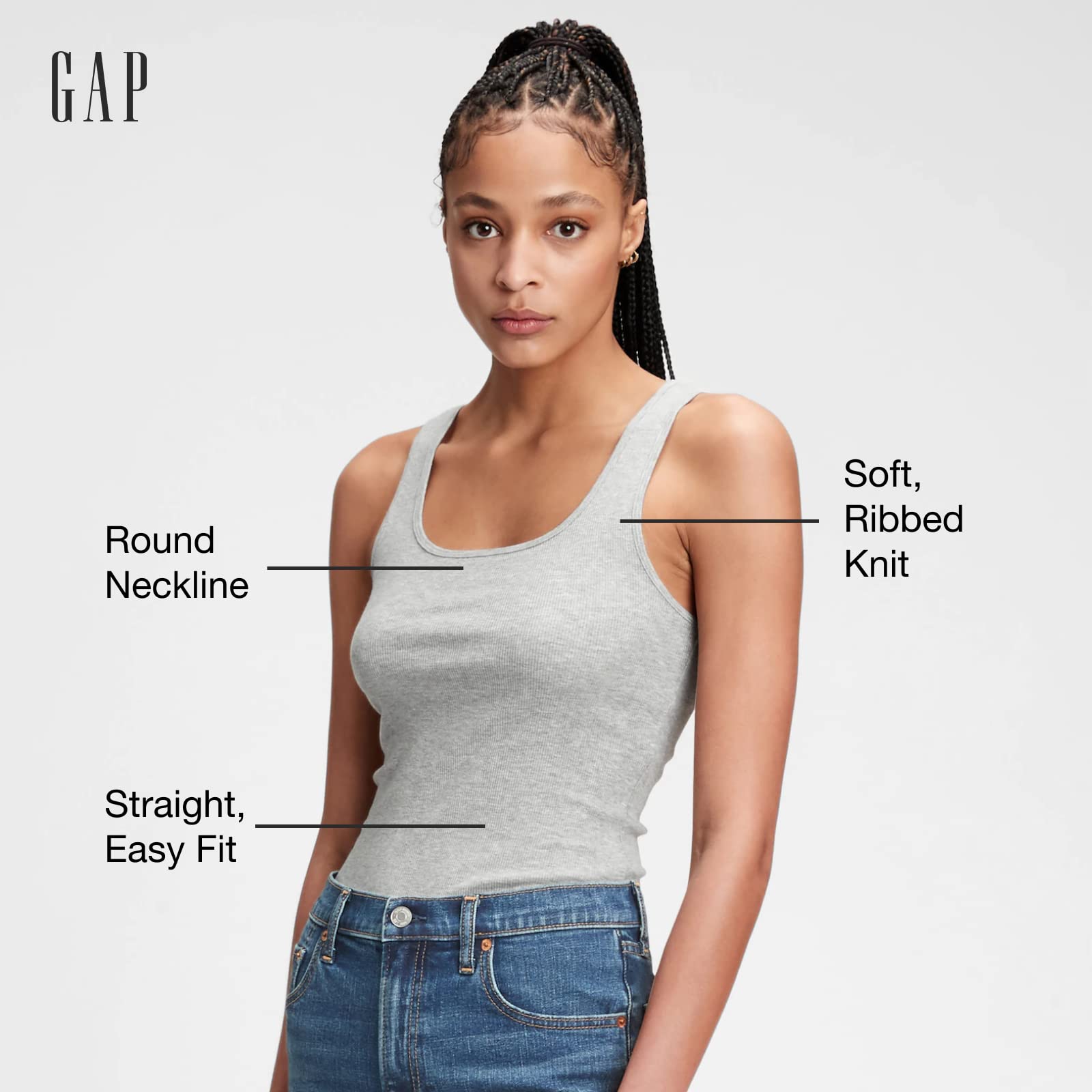 GAP Womens Ribbed Tank Top Cami, Navy Uniform, Small US