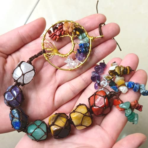7 Chakra Stone Healing Crystal Tree of Life Wall Hanging Home Interior Decoration,Window Decoration,Yoga Meditation