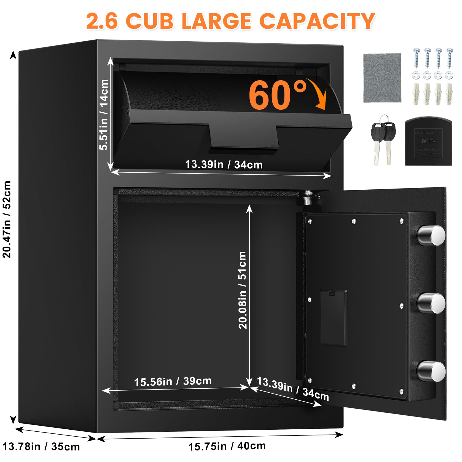 4.2 Cu ft Large Home Safe Fireproof Waterproof with [TWO DEPARTMENTS], [ANTI-THEFT] Fire Proof Safe Boxes for HOME USE with Hidden Cabinet, Personal Fireproof Safe for Home Office Document Valuable