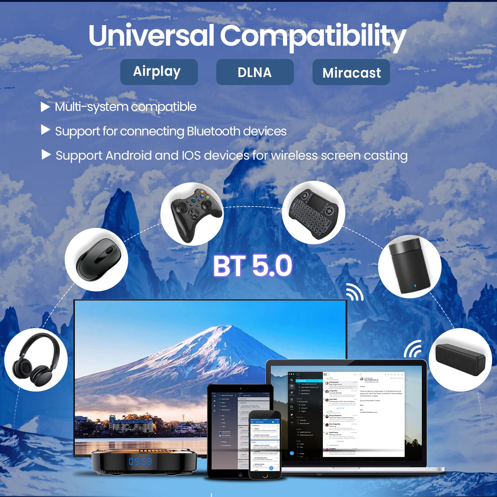 Android 12 TV Box Dual-Band WiFi 6 4GB 64GB TV Box Android 2022 H618 Chip Support 4K 6K HDR10 BT5.0 USB 2.0 with Mini Backlit Keyboard