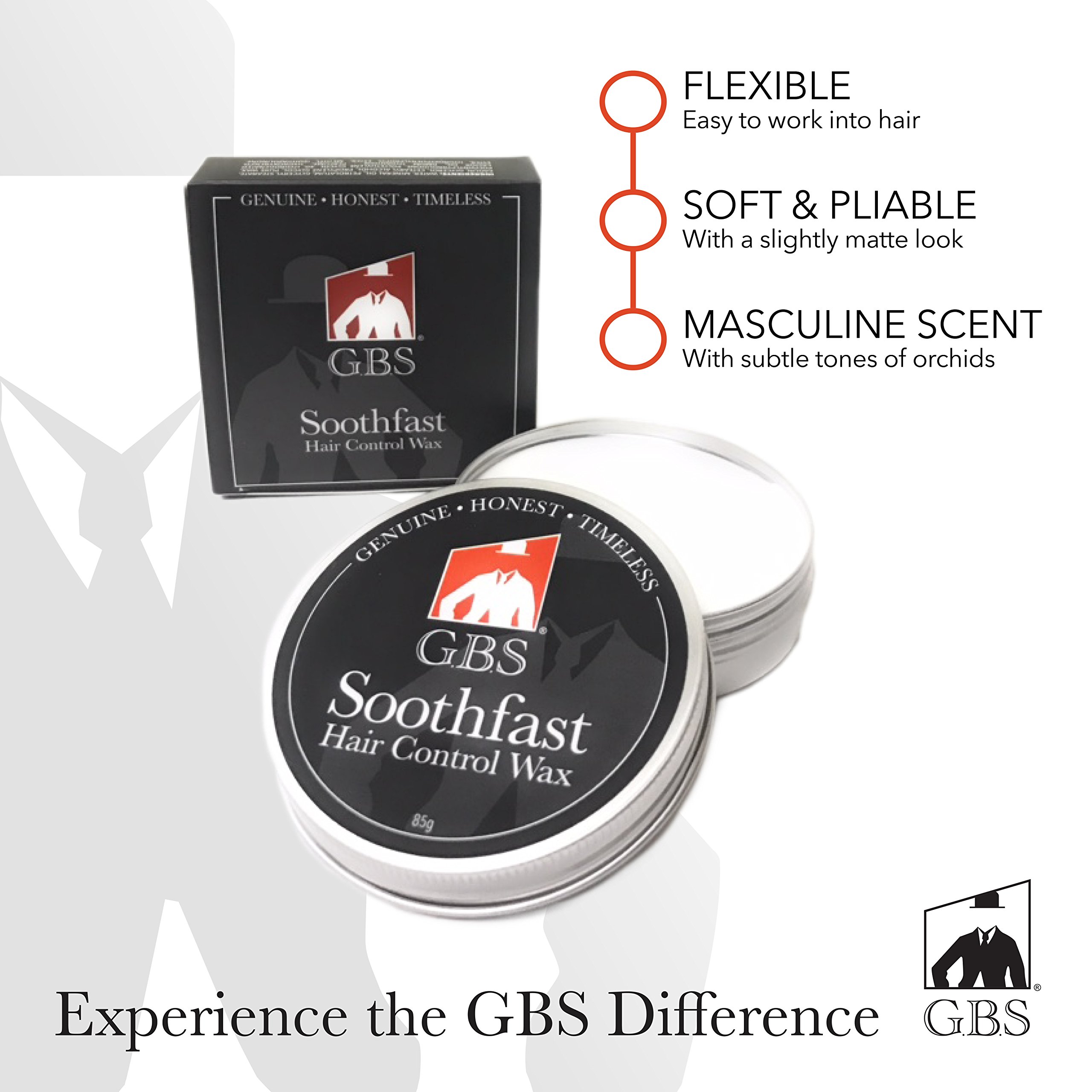 G.B.S Men's All-Natural Hair & Mustache Styling Wax Clay (3oz), Folding Comb & 7in Dressing Comb Bundle