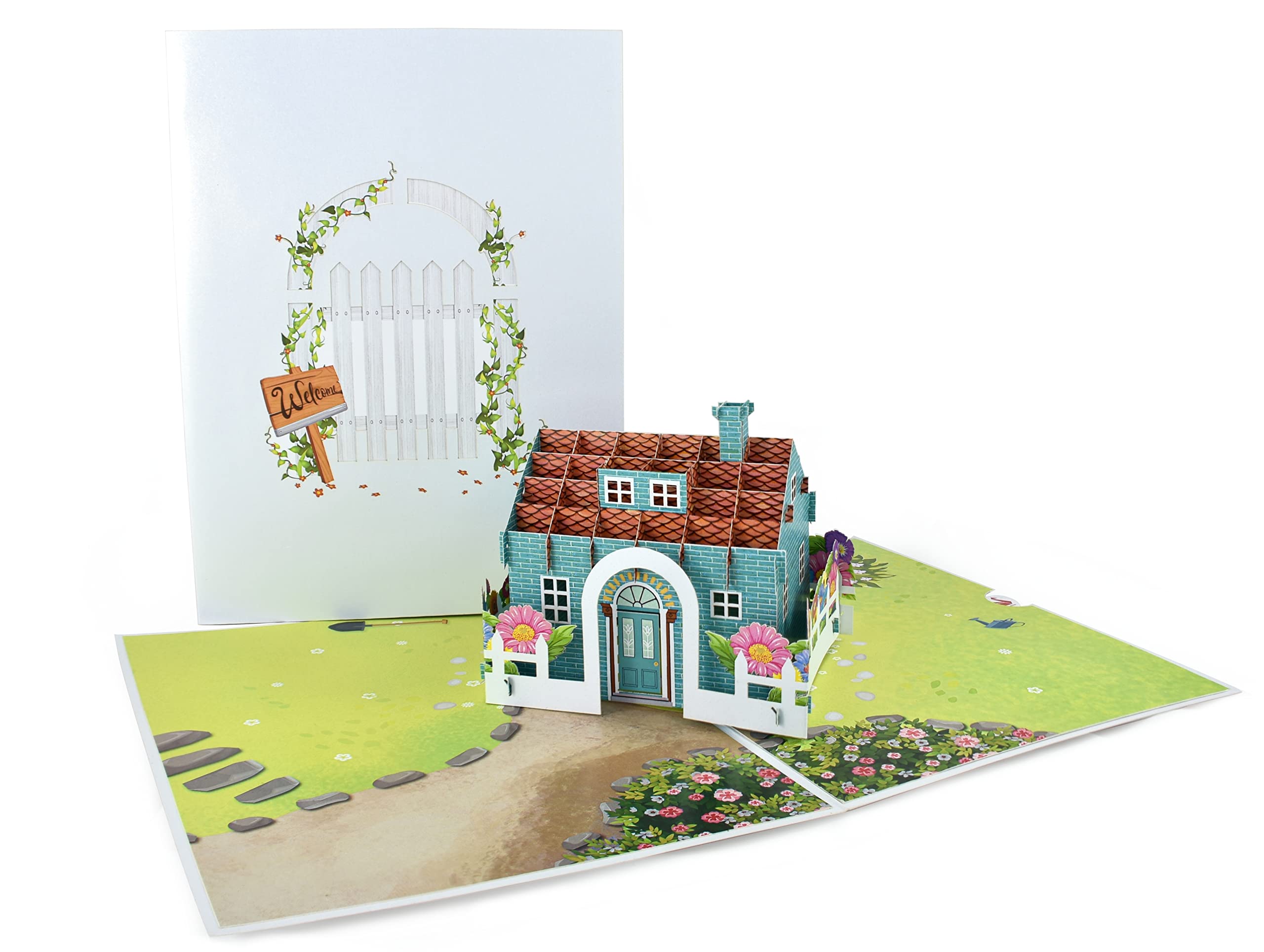 Teabug Cards New Home Card, House Pop Up Card, Congratulations for New Home, Realtor, House Warming, Birthday, Mothers Day, Father's Day, Retirement
