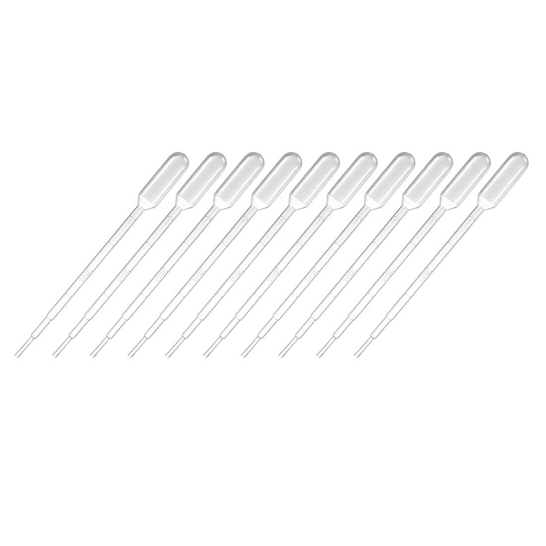 uxcell 50 Pcs Plastic Disposable Pipettes 1ml, Clear Graduated Transfer Pipettes, 144mm Length, Liquid Dropper for Lab