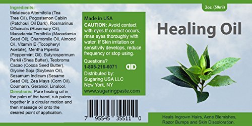 Healing Oil After Sugaring Heals Ingrown Hairs, Acne Blemishes. Razor Bumps and Skin Discoloration.