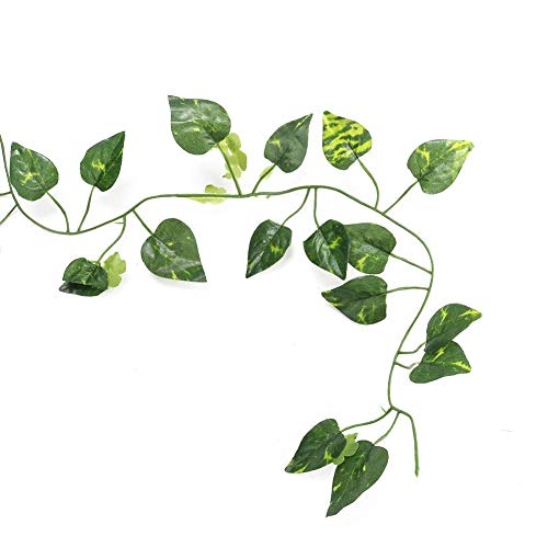 Repta Vines Flexible Bend Long Vines Artificial Fake Leaves Habitat Decor for Lizard Frogs Snakes and More Reptiles(Green Leaf)