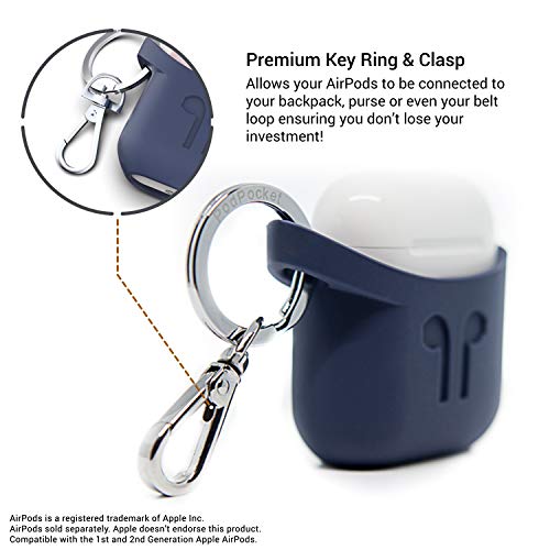PodPocket Scoop AirPod Storage Case with Protective Translucent Silicone and Impact Protection Indigo Blue