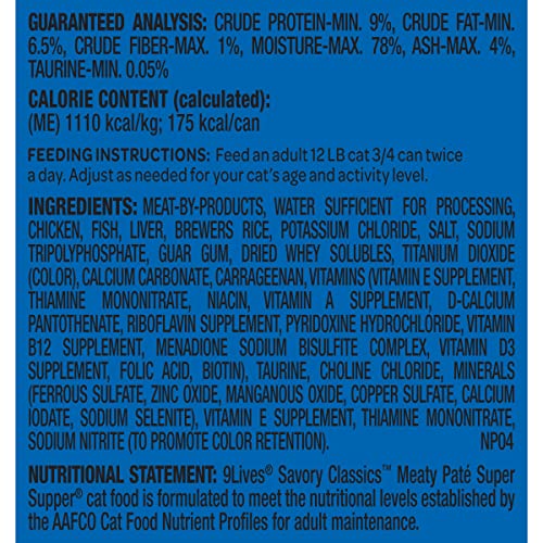 9Lives Meaty Paté Super Supper Wet Cat Food, 5.5-Ounce (Pack of 4)