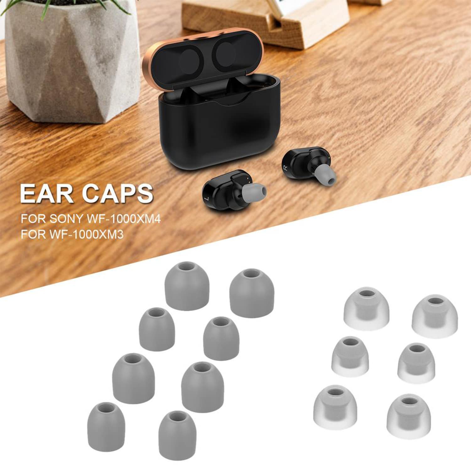 7 Pair WF 1000XM3 Silicon Ear Tips Replacement Earbuds Earphone Accessories Ear Plugs for Sony WF-1000XM3/ WF-1000XM4 Earphones Soft Silicone Replacement Ear Plugs(Grey)