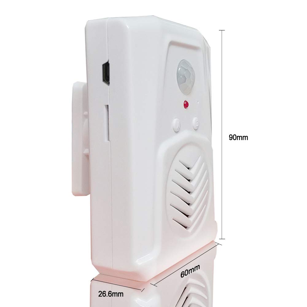 waytronic Replaceable Voice PIR Infrared Motion Sensor Activated Welcome Doorbell for Shop Store Christmas MP3 Audio Files to Play Speech,Sound Player Speaker with USB Cable(White)