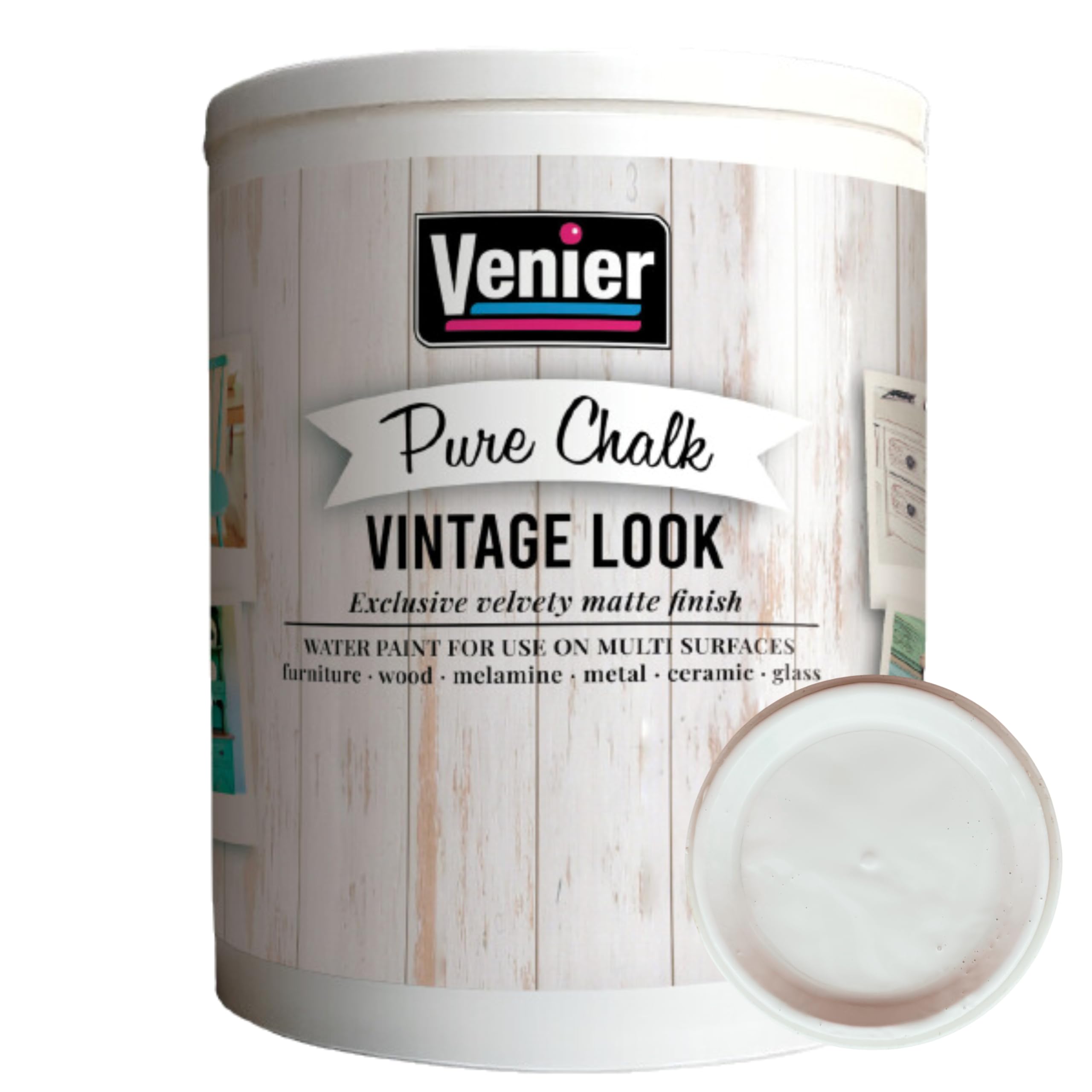 Chalk Pure Paint - for Furniture, Crafts, Home Decor - All-in-One – DIY – Eco-Friendly (Vintage [White]), (33.81 oz)