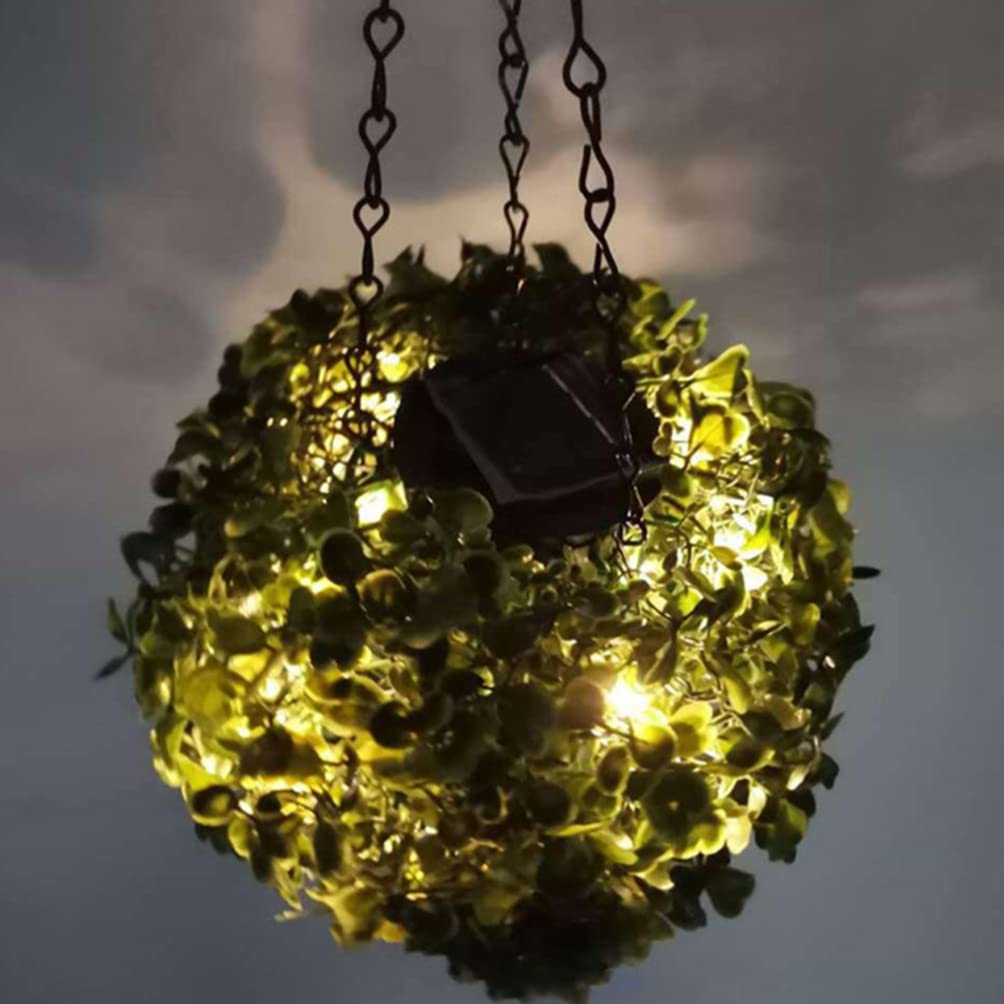Beaupretty Solar Grass Ball Light Decorative Grass Balls Green Solar Lights Outdoor Artificial Topiary Plant Round Grass Flower Garland Decorations Garden Solar Lamp Warm White Plastic Lob