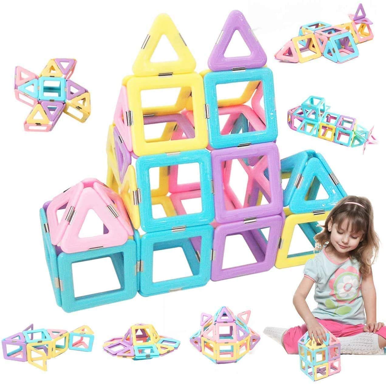 DEJUN Magnetic Building Sticks Building Blocks Set, Magnet Educational Toys Magnetic Blocks Sticks Stacking Toys Set, Interlocking Toy for Toddlers Girls and Boys Gift (30 Piec)