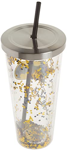 Spoontiques - Glitter Filled Acrylic Tumbler - Glitter Cup with Straw - 20 oz - Stainless Steel Locking Lid with Straw - Double Wall Insulated - BPA Free - Batman