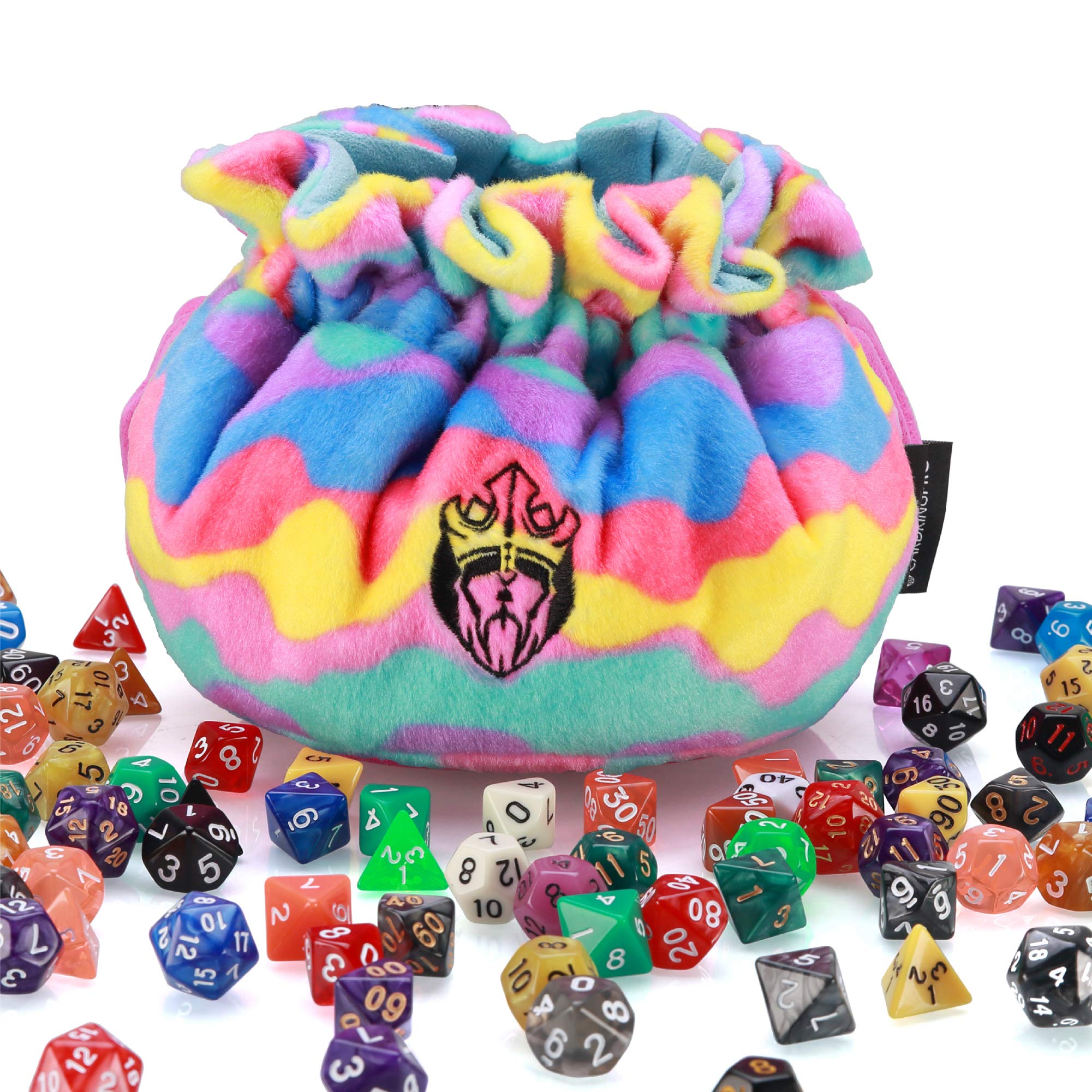 CardKingPro Immense - OCD Edition - Dice Bags with 15 Pockets - Rainbow & Blue - Capacity 200+ Dice - Great for Dice Hoarders [Patented Design]