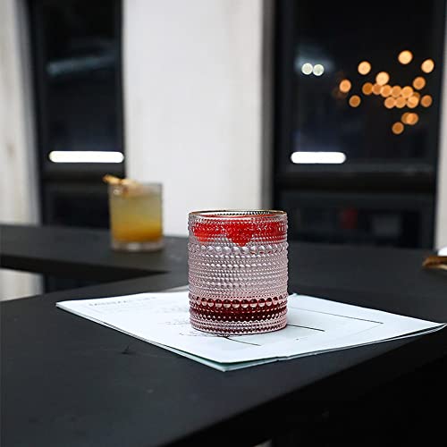 cosnou Mini Rock Glasses, 6.5 oz(200ml) Hobnail Drinking Glasses Set 6, Embossed Vintage Glassware Set for Beer, Cocktail, Soda, Beverage Clear