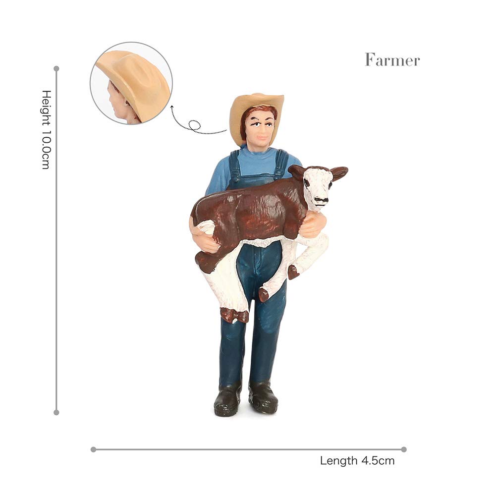 DOYIFun 6 Pcs Realistic Farmer People Model Figures Toy Playset, Plastic Farm Keeper Figurines Preschool Educational Learn Cognitive Toys for Toddlers Kids