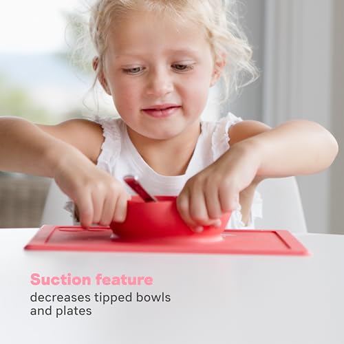 ezpz Happy Bowl - 24 Months + (Blue) - 100% Silicone Suction Bowl with Built-in Placemat – Dishwasher Safe
