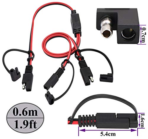 AAOTOKK SAE Y Splitter Connector Cable SAE 1 to 2 SAE DC Power Charger Automotive Extension Cable 2 Pin Quick Connect Disconnect Plug SAE Connector 16Awg Wire for Solar Panel Charging(0.6M/2ft)
