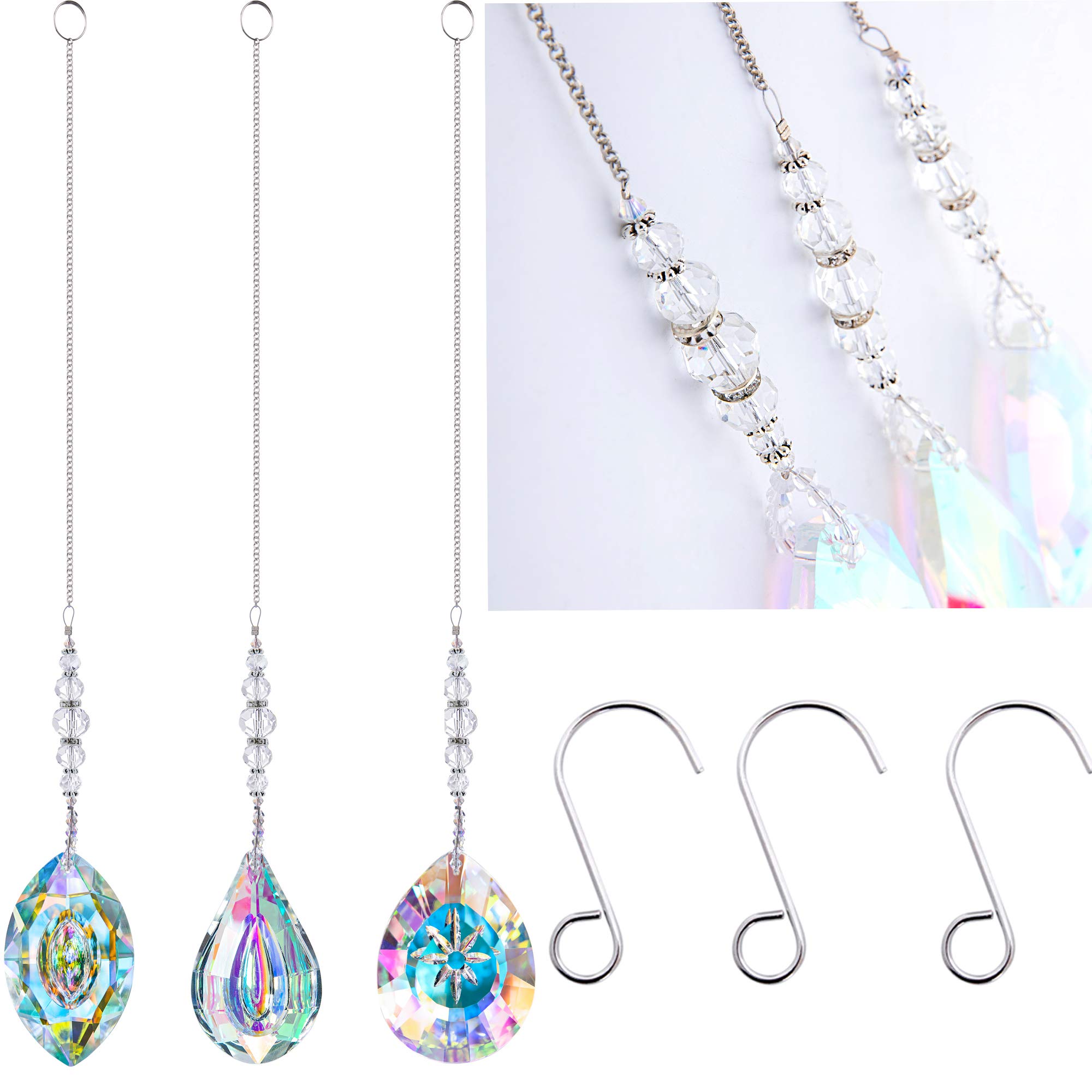 9pcs AB Coating Hanging Crystals Rainbow Crystal Prisms Suncatchers