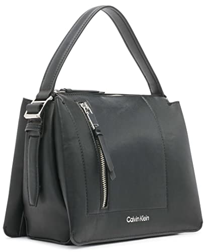 Calvin Klein Hazel Top Zip Organizational Crossbody, Black/Silver
