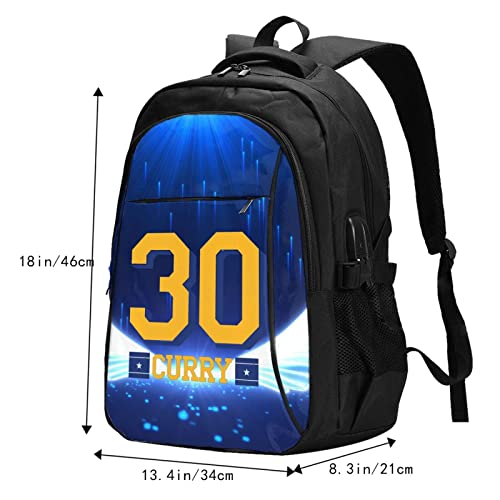 Basketball Curry 16IN Laptop Backpack Work Travel College Anti Theft Durable Travel Daypack With Usb Charging Port Gift For Men Women