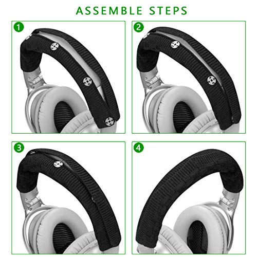 Geekria Knit Fabric Headband Cover Compatible with Bose QC35 II, QC25, QC15, QC2 Headphones, Head Cushion Pad Protector, Replacement Repair Part, Sweat Cover, Easy DIY Installation (Black)