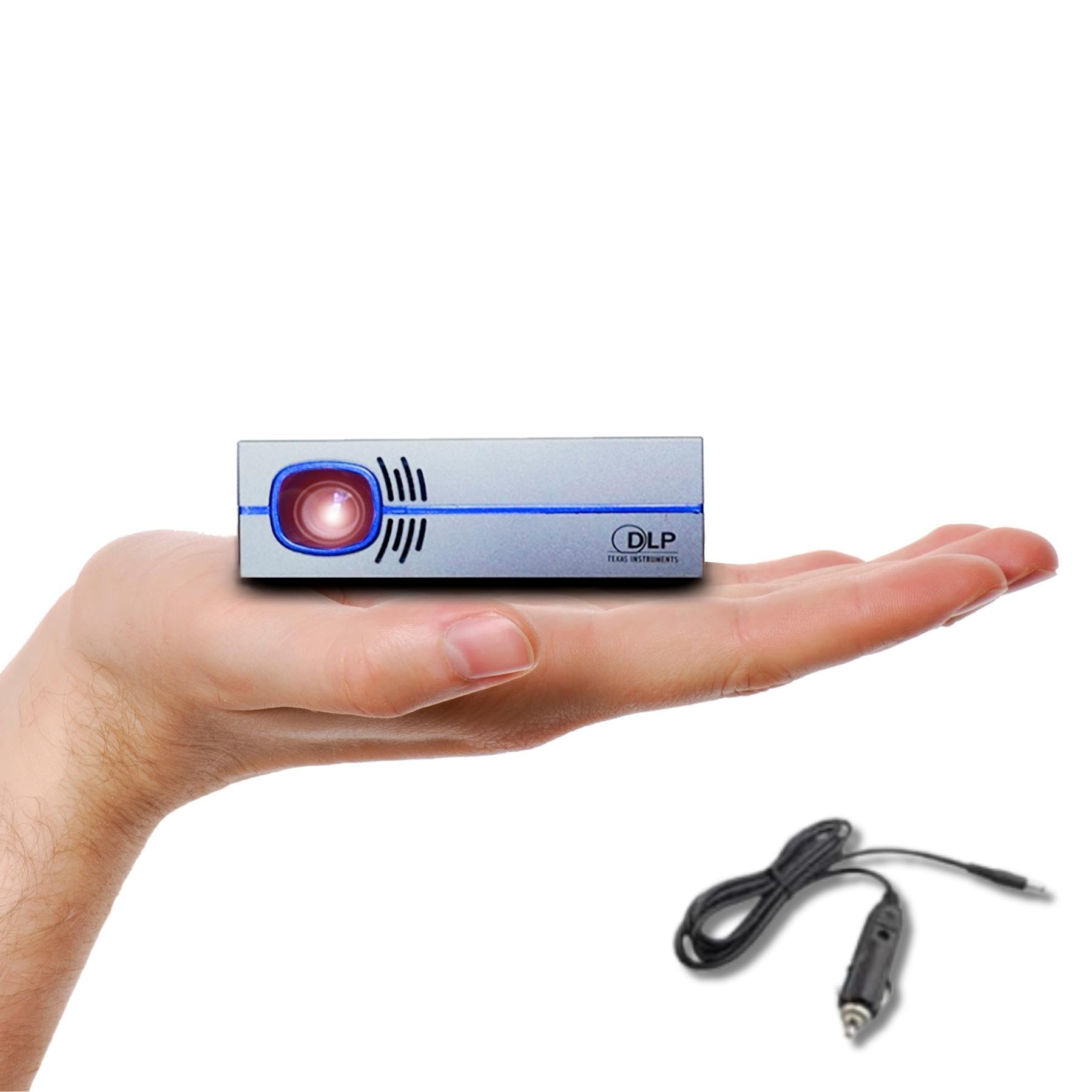 AAXA Technologies P8 Smart LED DLP Mini Car-Projector with 12V Car Cigarette Lighter Power Cable Bundle, WiFi Bluetooth, Android 10.0, Wireless Smartphone Mirroring, Built-in Netflix, YouTube