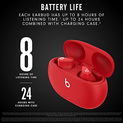 Beats Studio Buds – True Wireless Noise Cancelling Earbuds – Compatible with Apple & Android, Built-in Microphone, IPX4 Rating, Sweat Resistant Earphones, Class 1 Bluetooth Headphones - Red