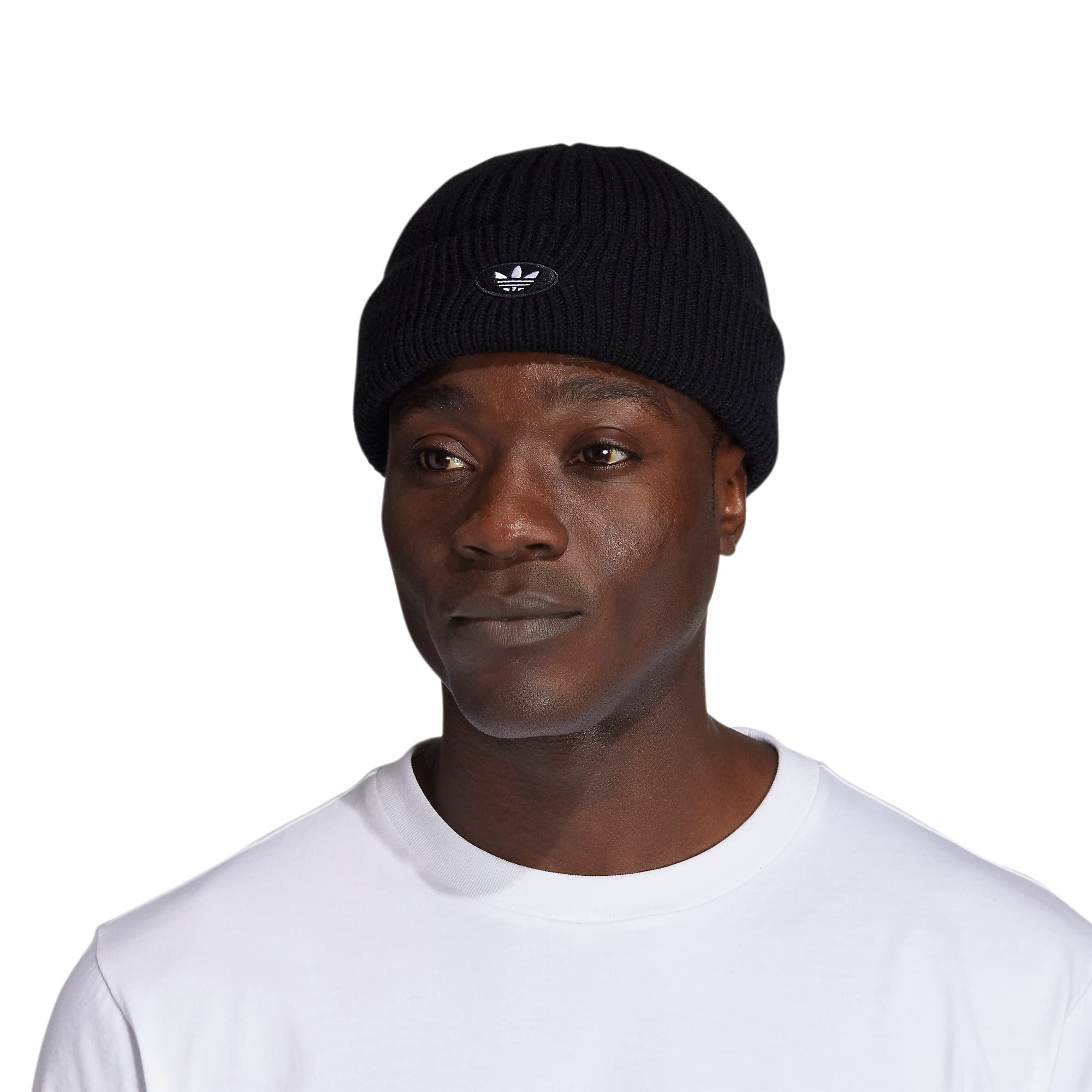 adidas Originals Short Fit Sport Beanie, Black/White, One Size