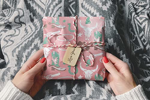 Cute Cowgirl Birthday Wrapping Paper Premium Western Gift Wrap Party Decoration Decor (6 foot x 30 inch roll), Pink