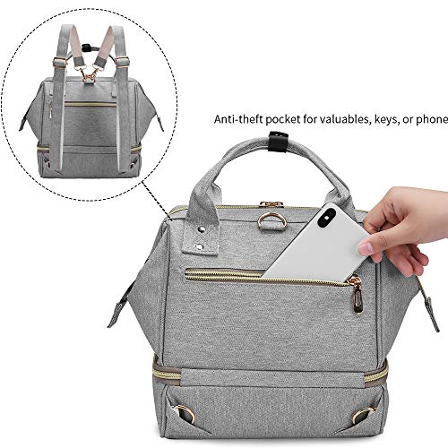 Breast Pump Bag with Cooler Pocket, Mini Pumping Bags with Pockets for Working Mom Cooler Tote Bag Built-in USB Charging Pot for Phone Mother Diaper Bags(No Include ice Pack)