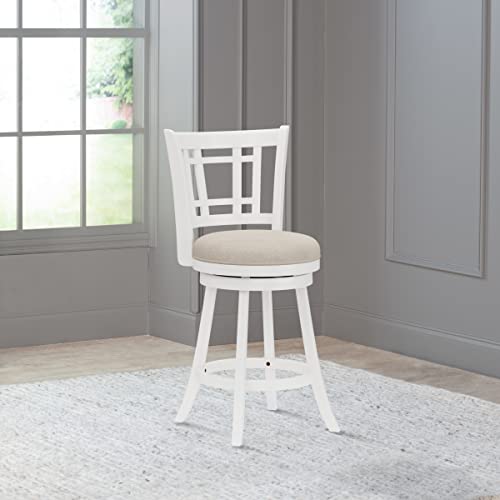 Hillsdale Fairfox Swivel Rectangular Lattice Back, Counter Stool, White