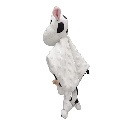 Baby Security Blanket, Cartoon Security Blanket Stuffed Animal Soft Plush with Pacifier for Teething Period (Cow)