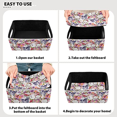 Dream Catchers Skulls Storage Basket Felt Storage Bin Collapsible Towel Storage Clothes Toys Bin Organizer for Pet Supplies Magazine