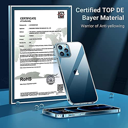 TORRAS Crystal Clear Compatible for iPhone 12 Case, Compatible for iPhone 12 Pro Case, [Against-Yellowing][Stronger X-Shock Protection] Shockproof Soft TPU Slim Thin Phone Case