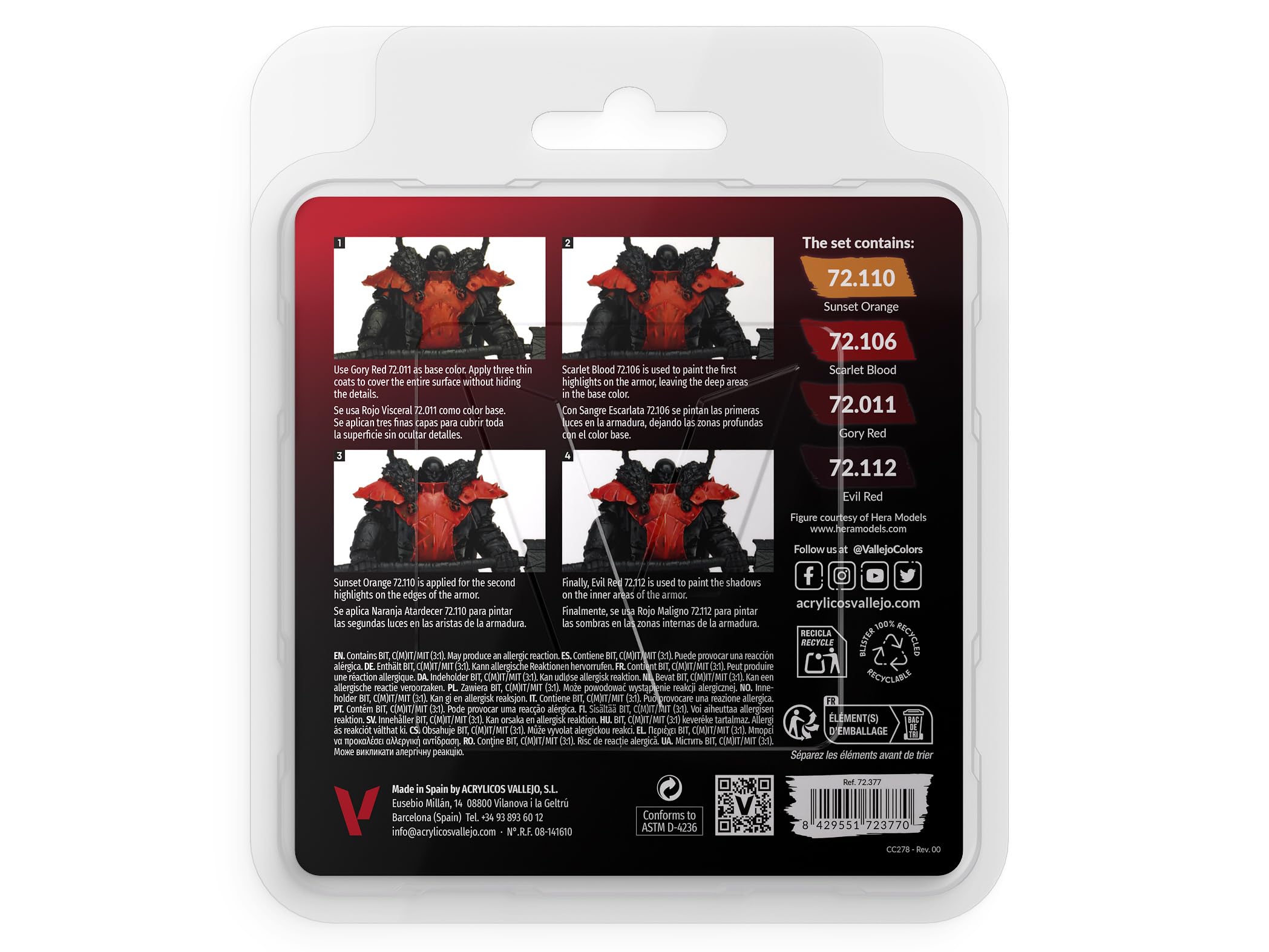 Vallejo Game Color Set 72377 Red Color Set (4x18ml)