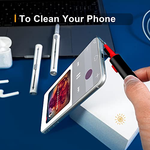 Bluetooth Earbuds Cleaning Pen 3 in 1 Cleaner Kit Earphone Brush, Multi-Function Portable Soft Cleaning Brush Pen Tools for Airpods Pro 1 2 3 Camera Lens Phone in-Ear Headphones Case(Black)