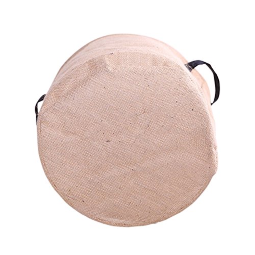 Pop-up Laundry Hampers Waterproof Cotton Linen Foldable Round Storage Bucket Organizer Dirty Clothes Shoes Basket Holder Baby's Toys Collection Box Closet Bin+3 Handles