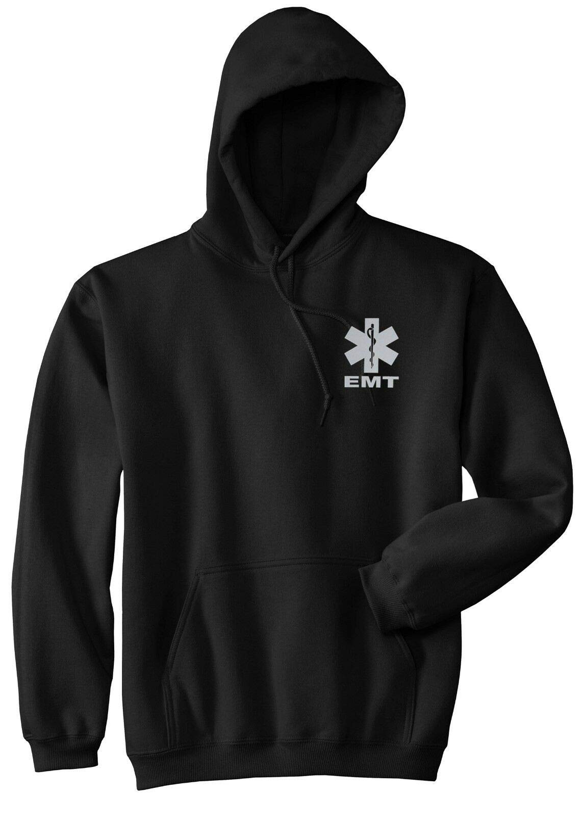 Smart People Clothing EMT Hoody, Reflective Logo Soft Fabric, Medical Emergency, First Responder Black