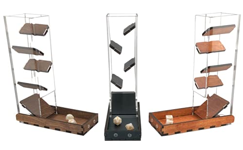 C4Labs Dice Tower & Tray | Clear with Wooden Paddles | Watch The Dice Decide (Black)
