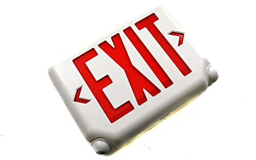 HUBBELL LIGHTING EVCURW Dual-Lite Led Combination Exit/Emergency Light, Red Letters, White