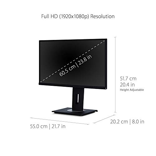 ViewSonic VG2448 24 Inch IPS 1080p Ergonomic Monitor with HDMI DisplayPort USB and 40 Degree Tilt for Home and Office, Black (Renewed)