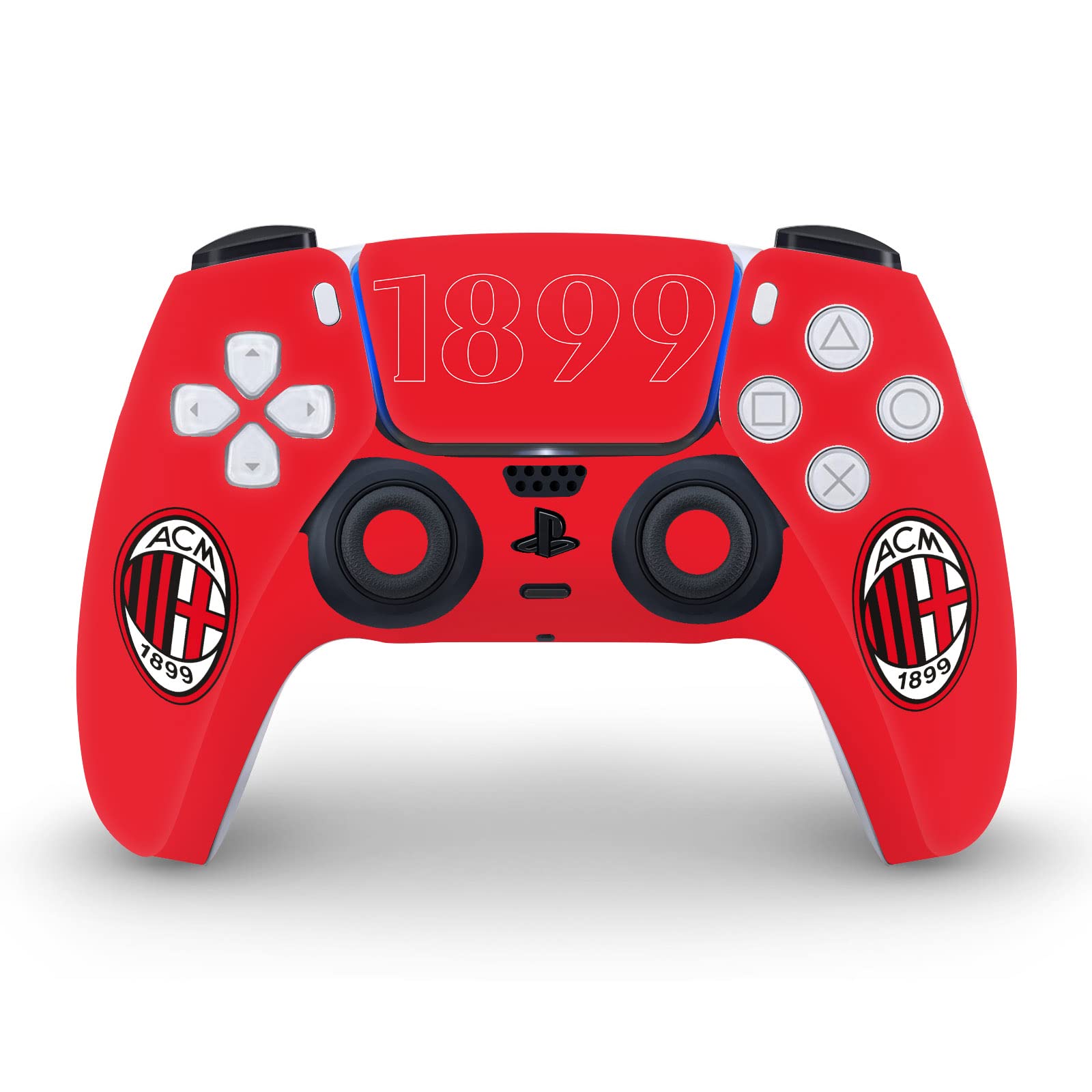 Head Case Designs Officially Licensed AC Milan 1899 Black Logo Art Vinyl Faceplate Sticker Gaming Skin Decal Cover Compatible With Sony PlayStation 5 PS5 Disc Edition Console & DualSense Controller