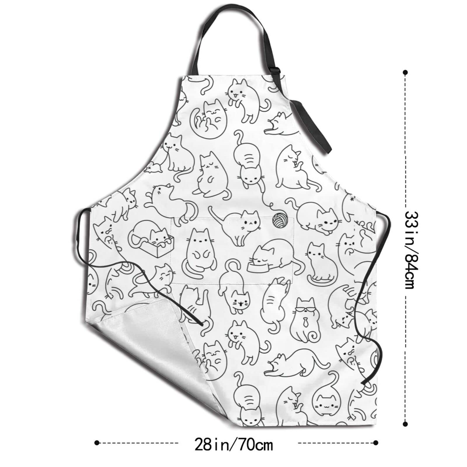 Aomacsi Cat Apron With Pockets Kitchen Bib Waterproof Stain Resistant Women Men Unisex Adjustable Christmas gift