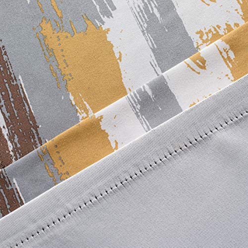 DriftAway Paint Brush Watercolor Ink Stripe Pattern Thermal Insulated Blackout Window Curtain Valance Rod Pocket 2 Layers 52 Inch by 18 Inch Plus 2 Inch Header Gold Black 1 Pack